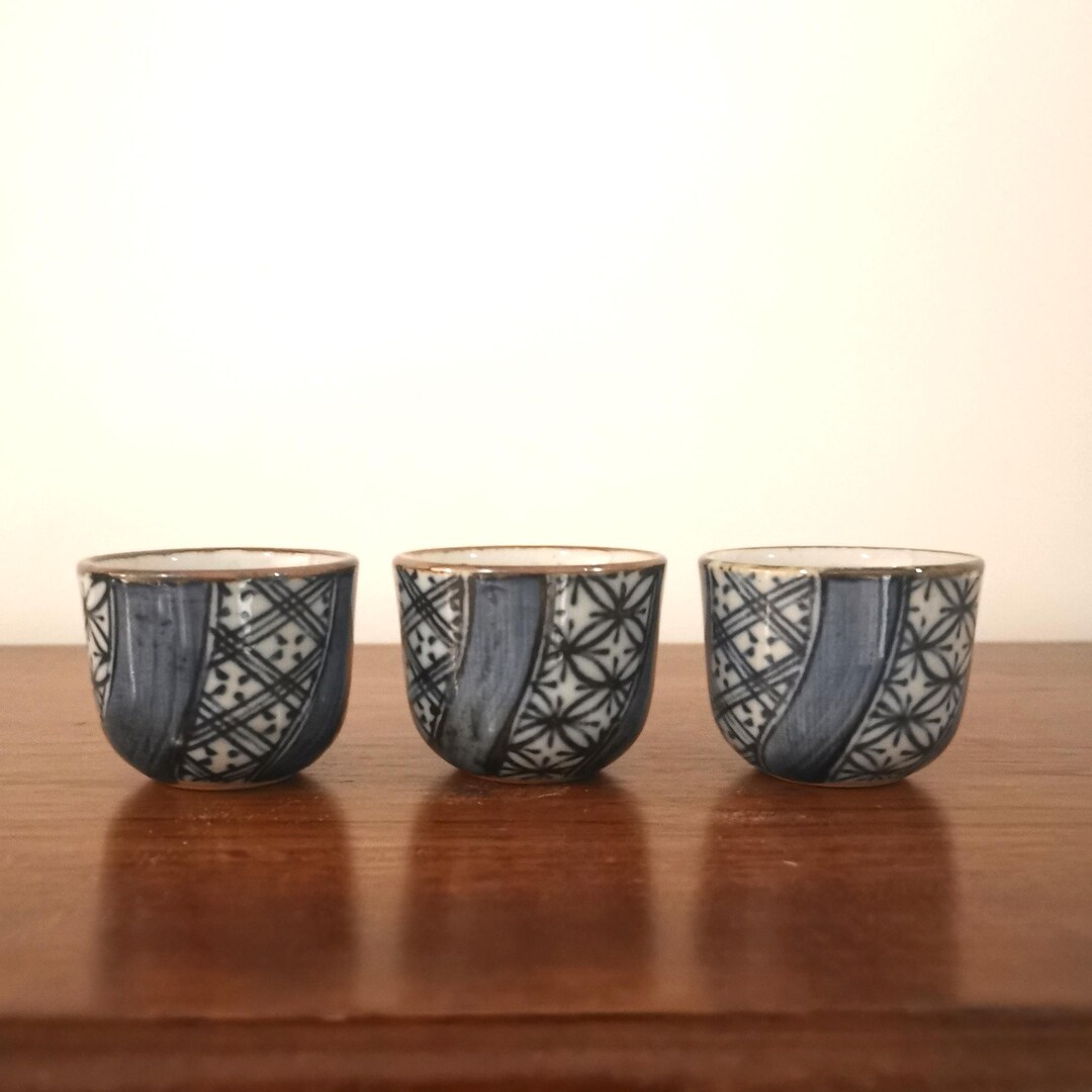 Three Japanese Sake Cup, Oriental Collectible Drink Cup, Japanese ...