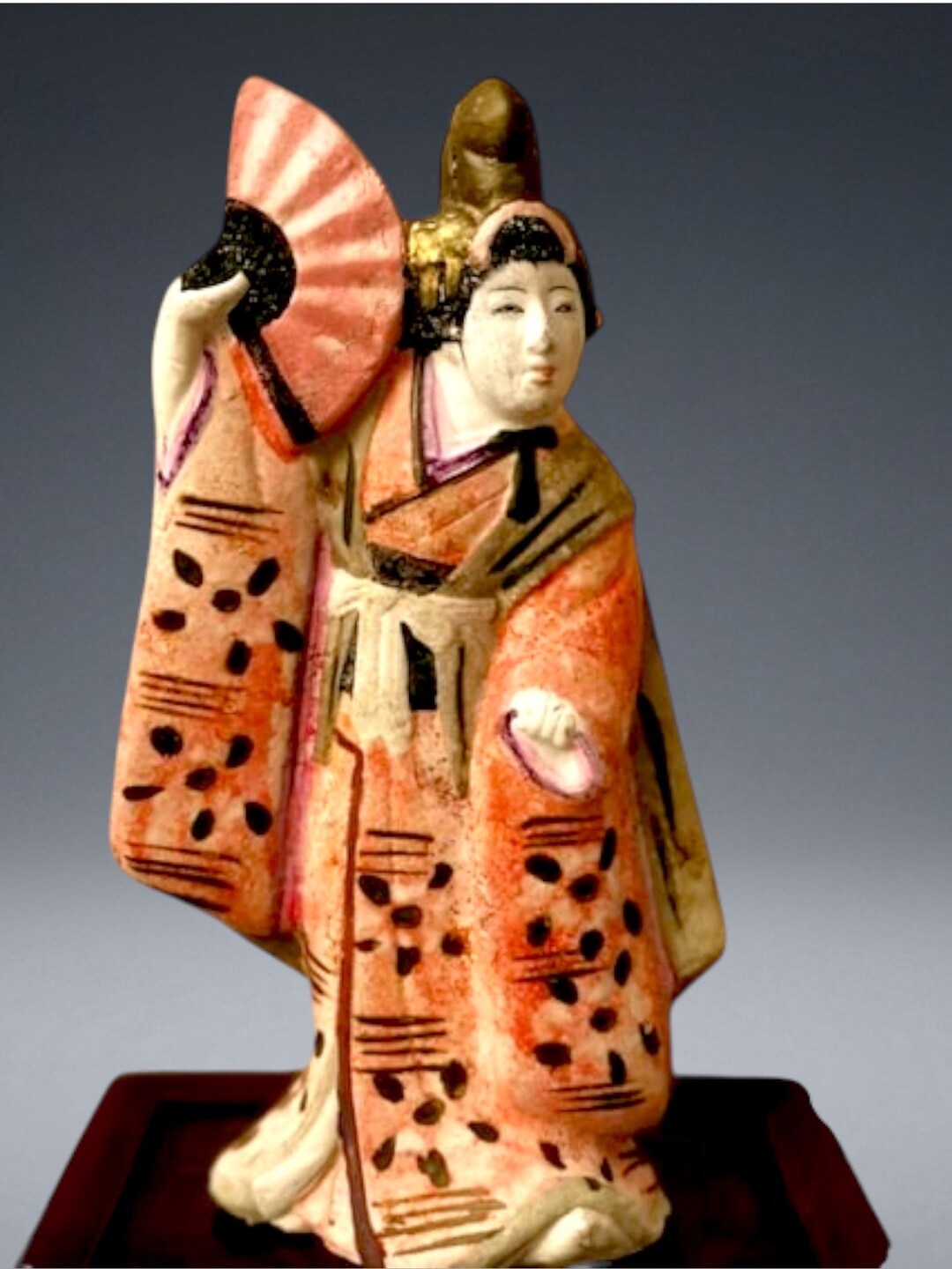 Antique Japanese Fushimi Clay Doll, Tamba Inabata Dancing Girl Figurine ...