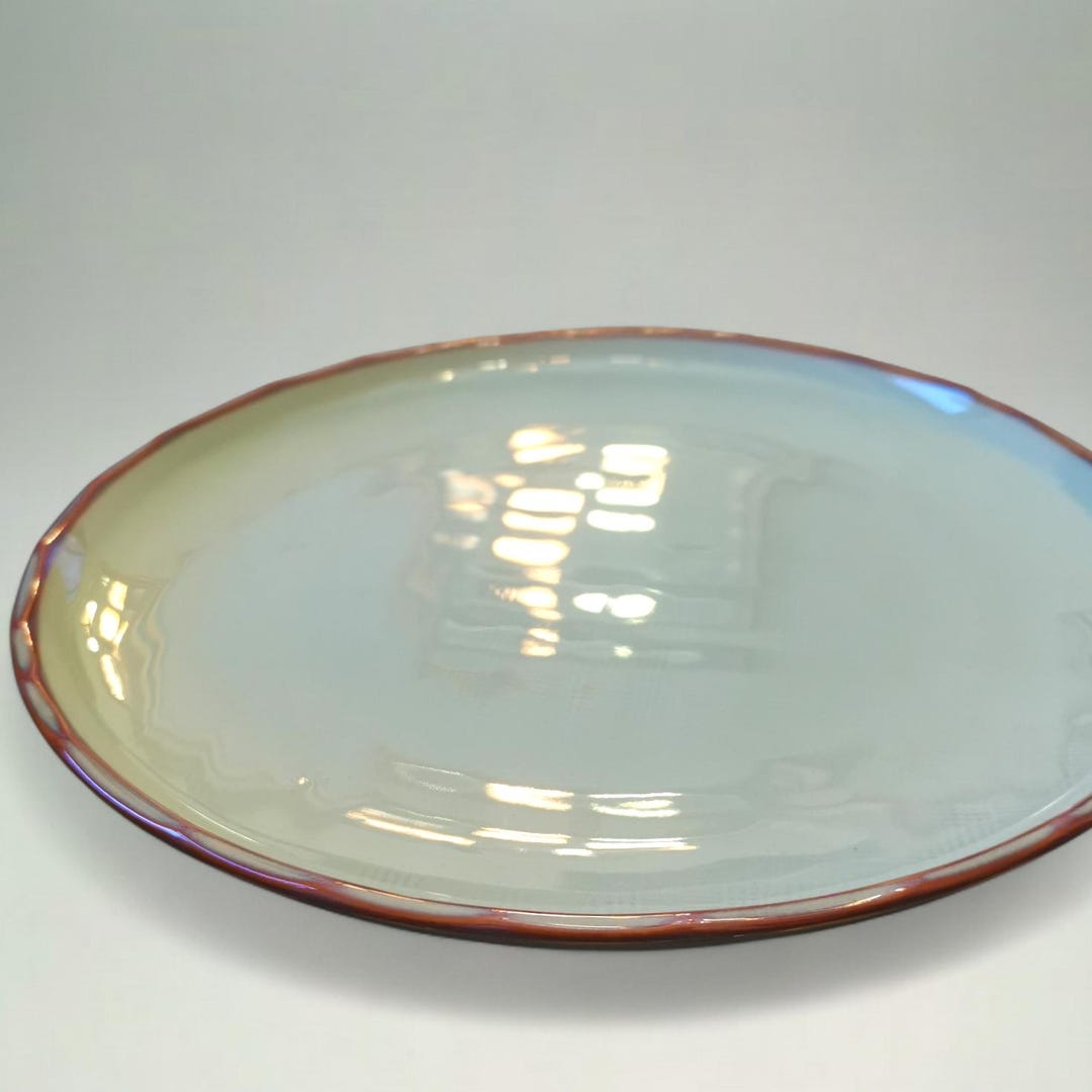 Japanese Ceramic Serving Plate in Pale Celadon Green, Handcrafted Round ...