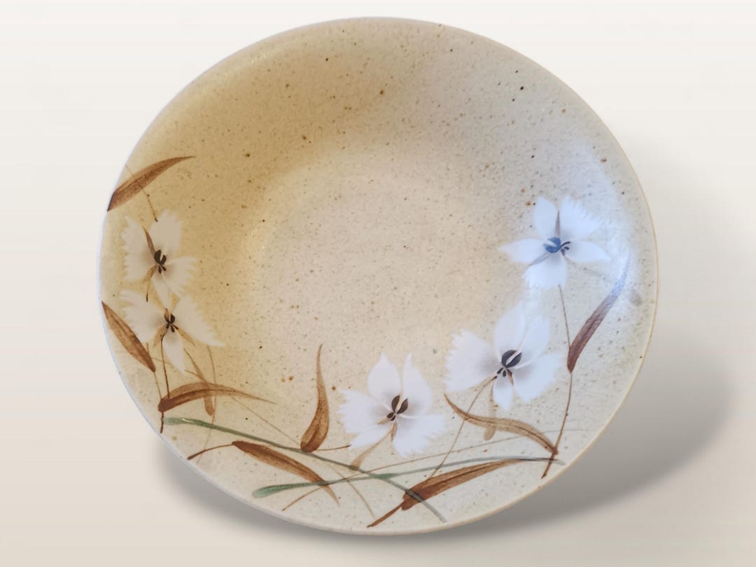 Retro Japanese Koishizara Pottery Bowl, Hand-painted Rustic Flower ...