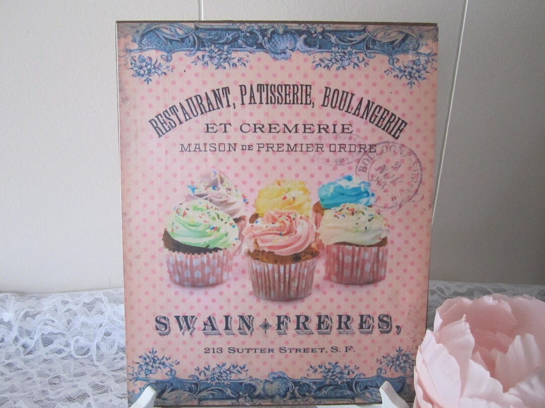 French Patisserie Boulangerie Sign Shabby Cupcake Plaque - Etsy