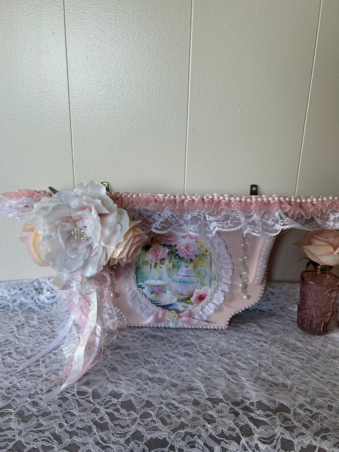 Shabby Pink Rose Wooden Shelf Shabby Chic Decoration - Etsy