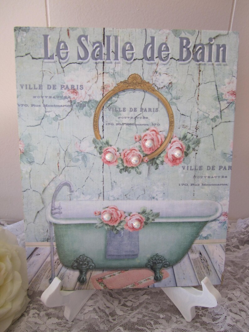 French Style Bathroom Sign Shabby Sign - Etsy
