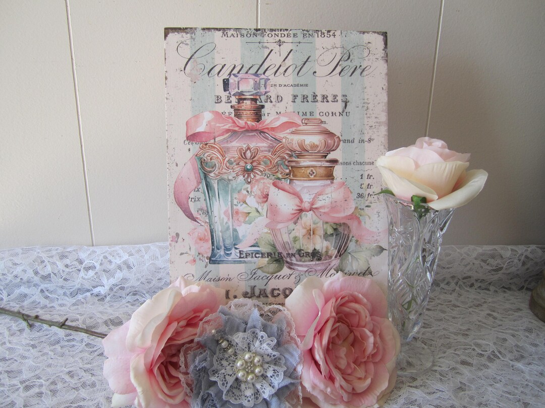 Shabby Chic French Perfume Bottle Sign Wooden Plaque - Etsy