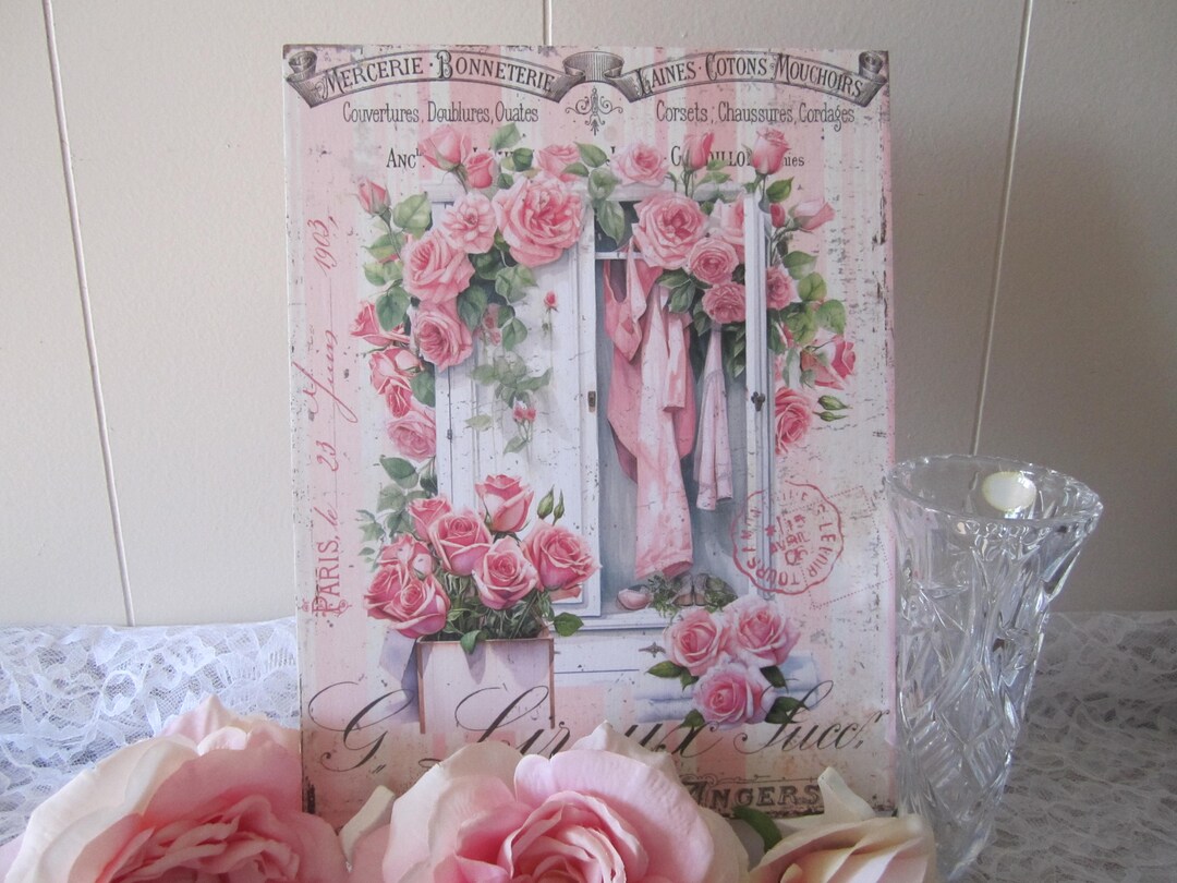 Pink French Shabby Linen Bedroom Sign Bathroom Dressing Room Plaque - Etsy