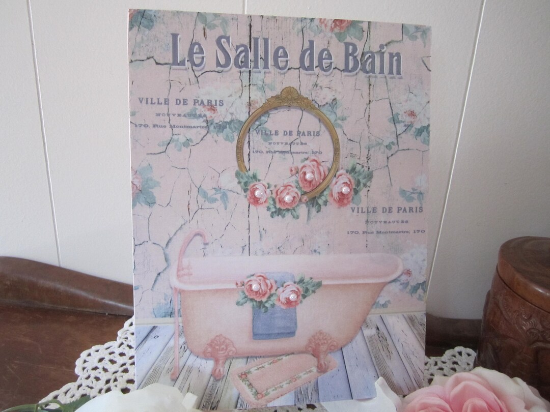 French Style Bathroom Sign Shabby Sign - Etsy