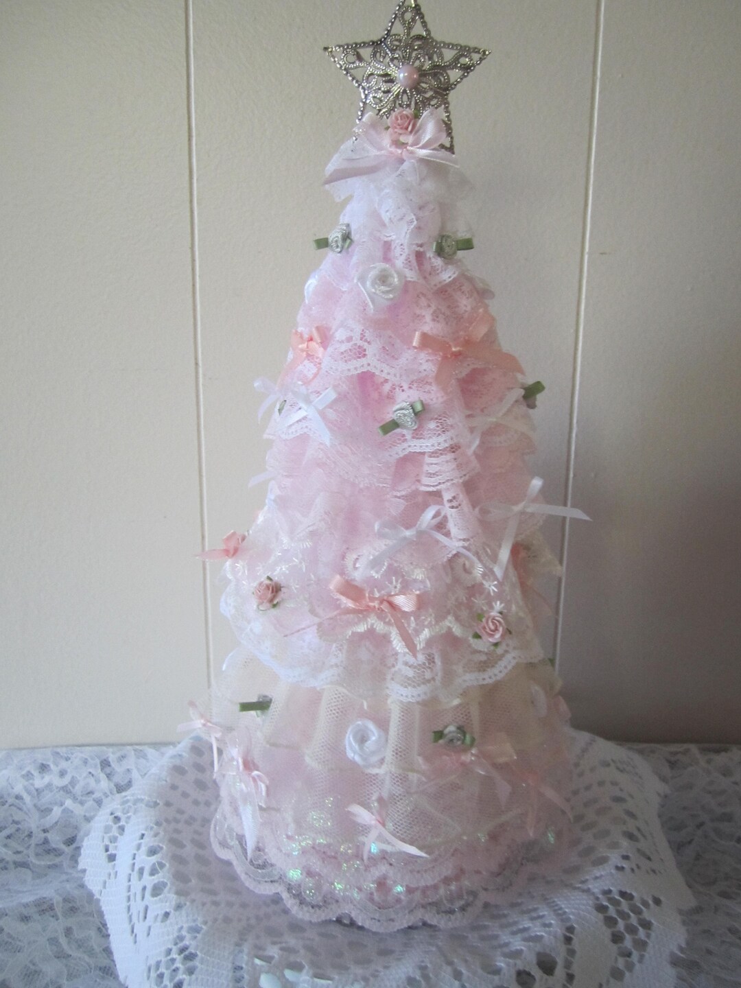 Pink Shabby Lace Christmas Tree Shabby Chic Decoration - Etsy