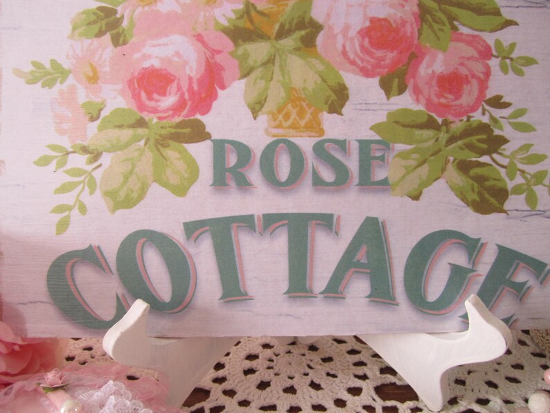 Shabby Rose Cottage Sign Pink Roses - Etsy