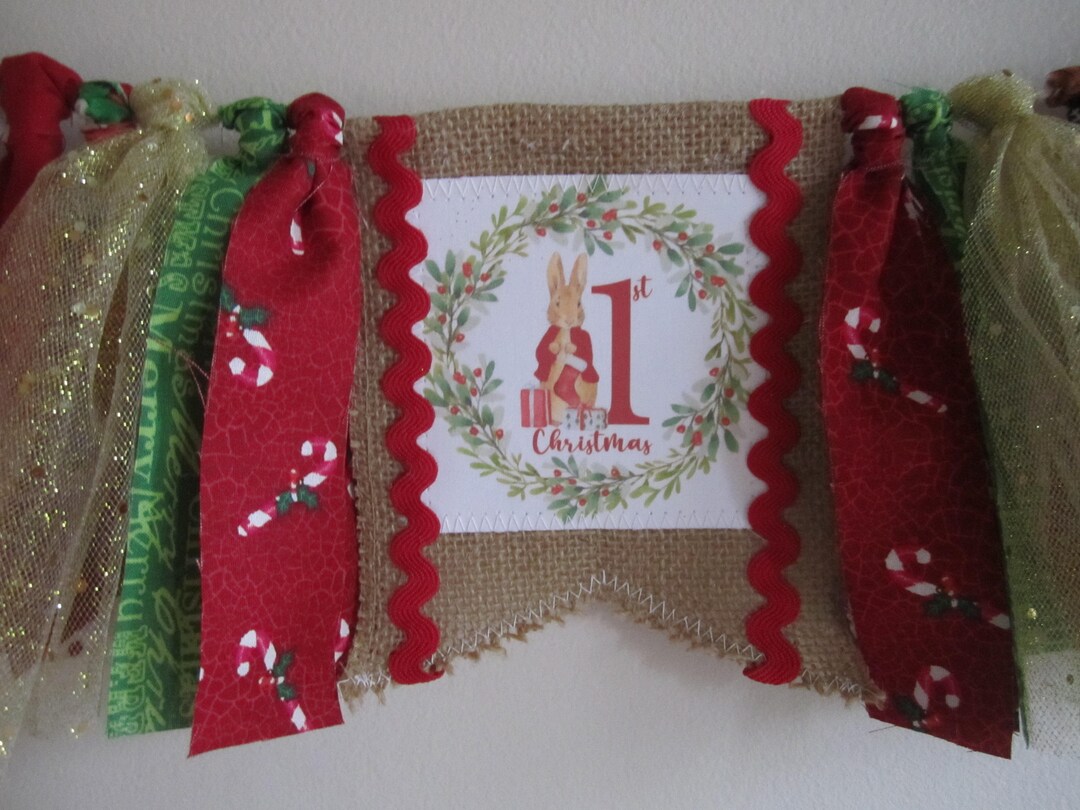 Peter Rabbit First Christmas Banner Candy Cane Garland - Etsy