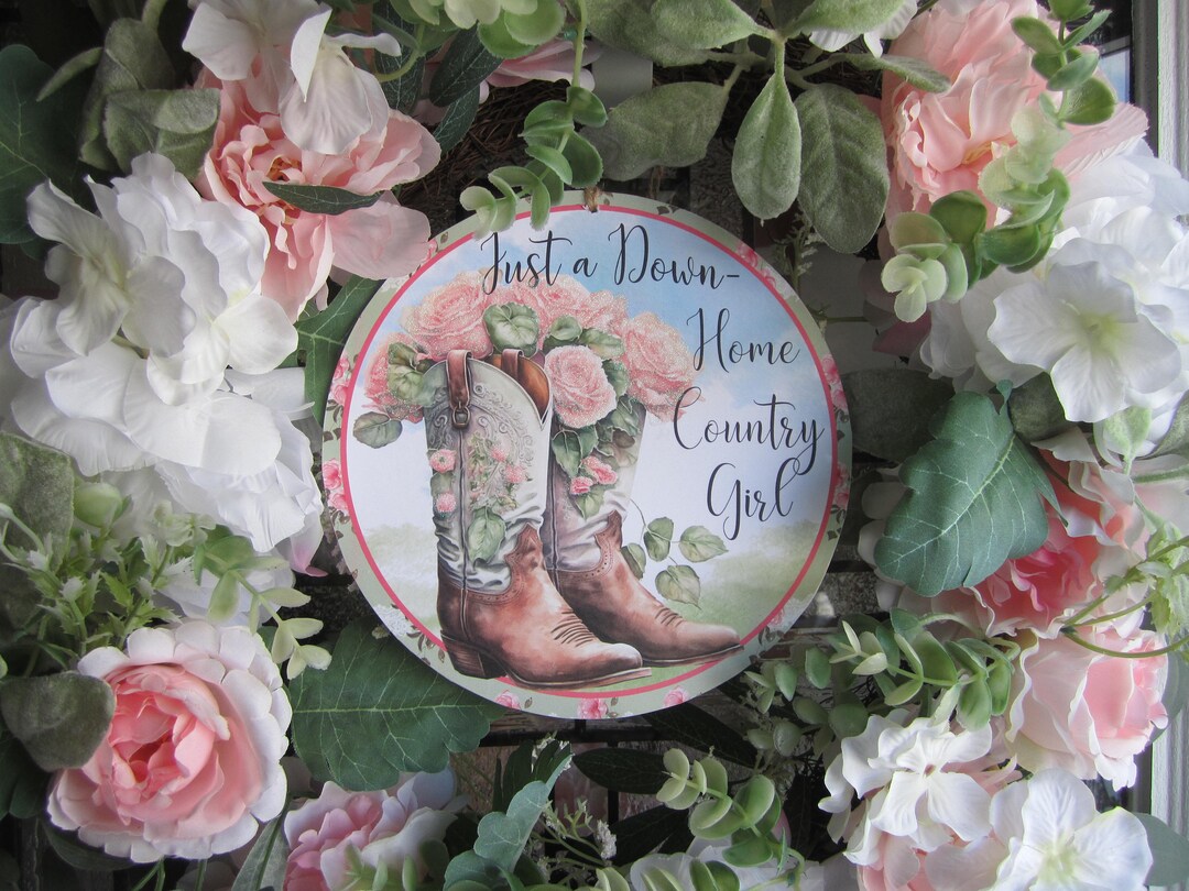 Shabby Home Country Girl Door Sign Wreath Sign - Etsy