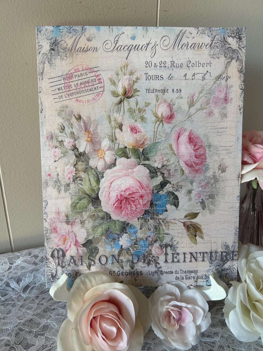 Shabby Roses Wall Hanging Pink Rose Decoration - Etsy