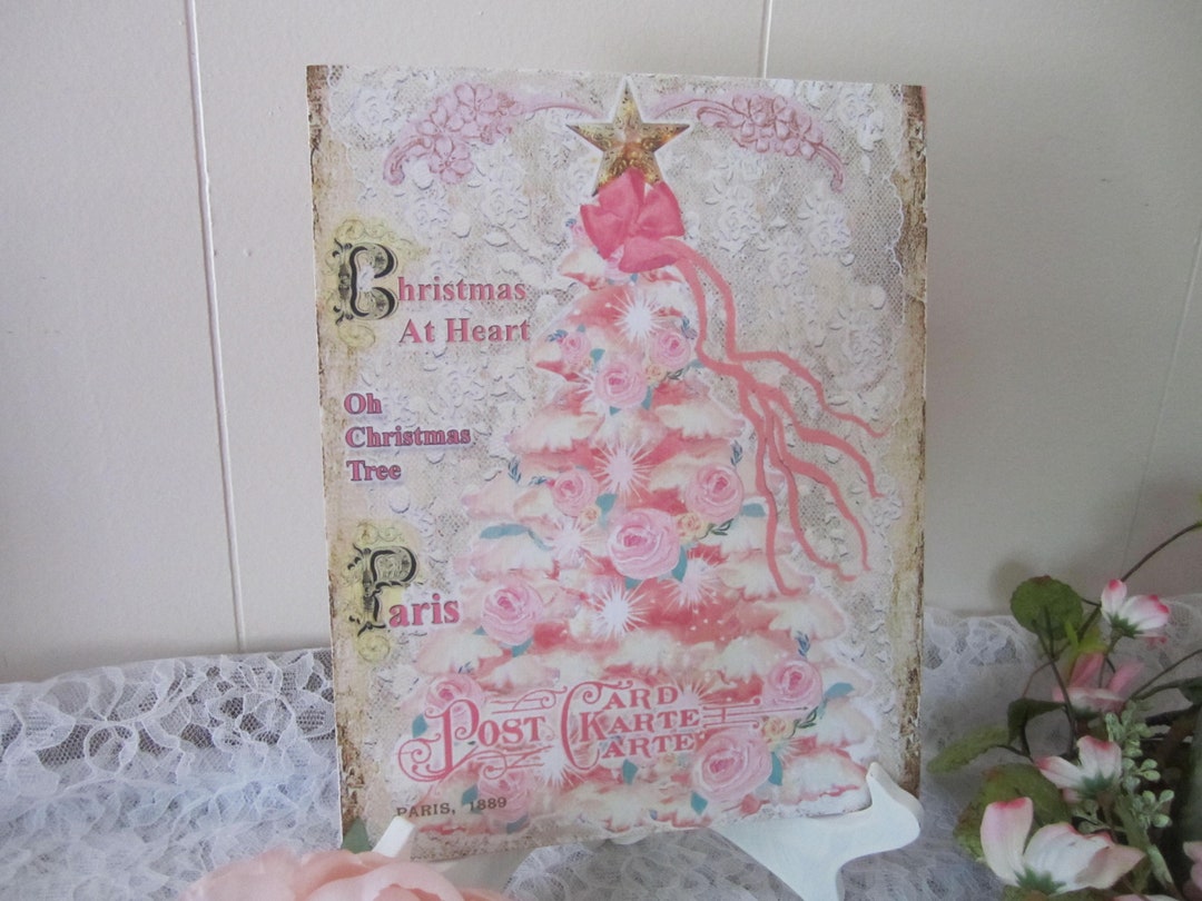 Shabby Pink Christmas Tree Sign - Etsy