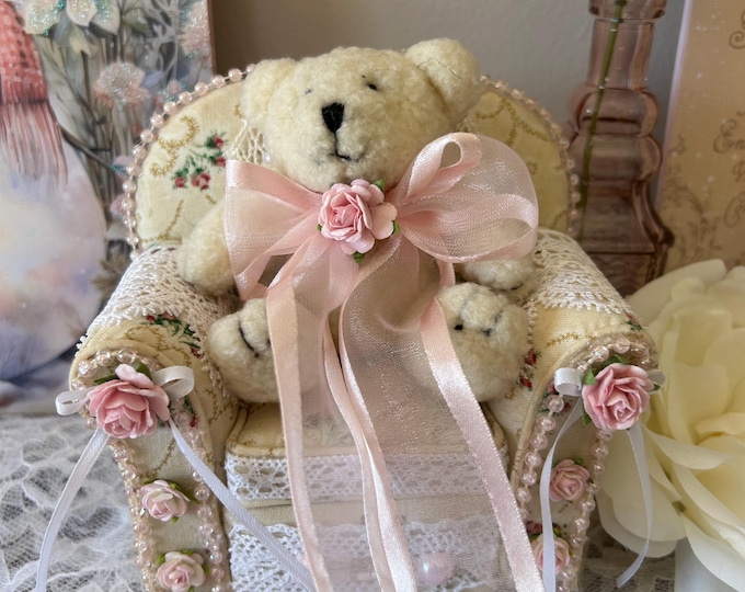 Shabby Bear in Rocking Chair Pink Shabby Home Decoration - Etsy