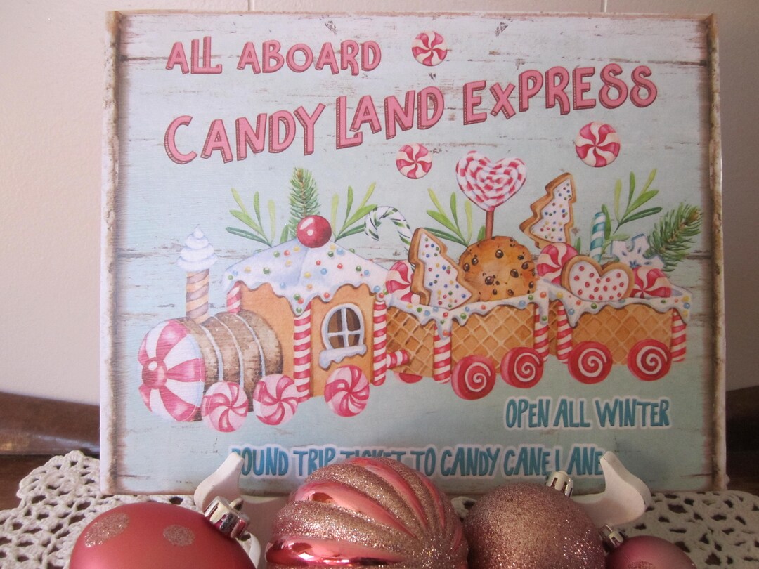 Candy Land Express Sign Shabby Gingerbread Train Plaque - Etsy