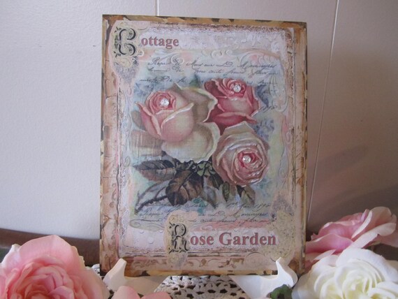 Shabby Pink Roses Wooden Sign Vintage Style Plaque | Etsy