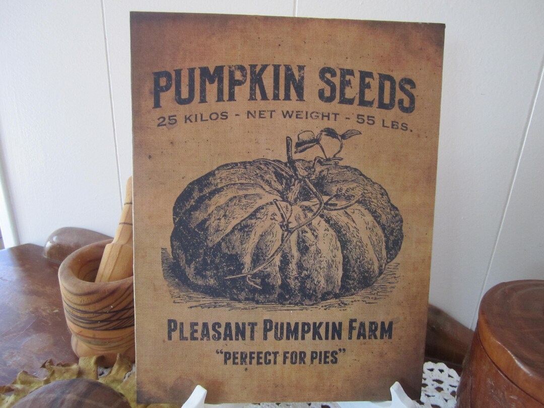Grungy Style Pumpkin Seeds Sign Wooden Primitive Sign - Etsy