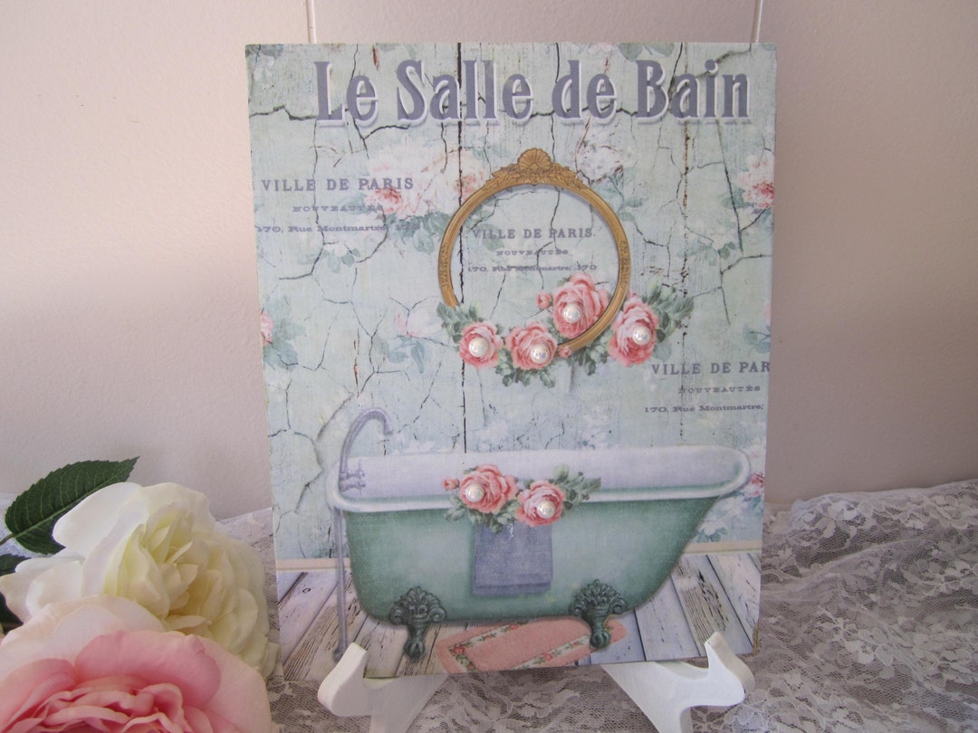 French Style Bathroom Sign Shabby Sign - Etsy