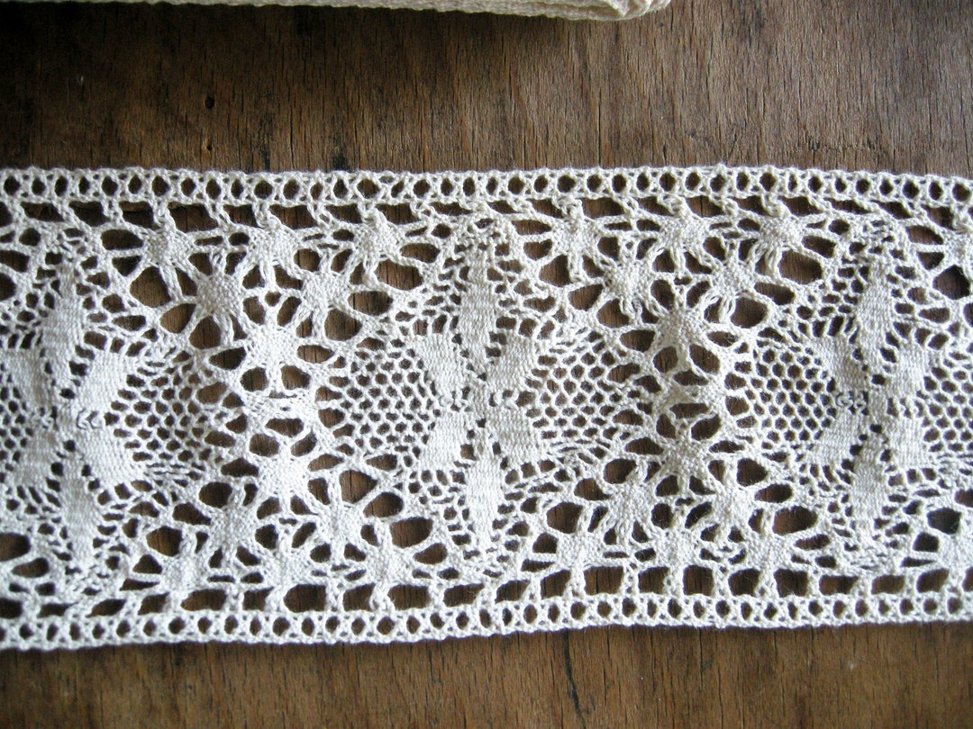 10 Cm Wide Cotton Crochet Lace Trim, Insertion Lace, Ecru Colour - Etsy