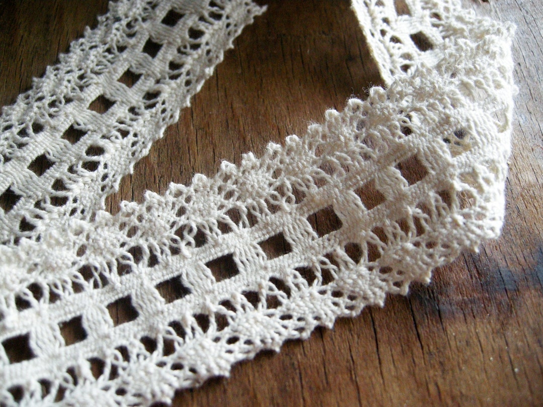 Ecru Cotton Crochet Lace Trim, Insertion Lace - Etsy