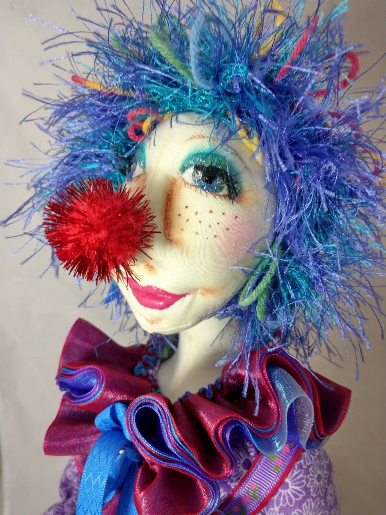 Art Doll-clarabelle the Clown-ooak Cloth Doll - Etsy