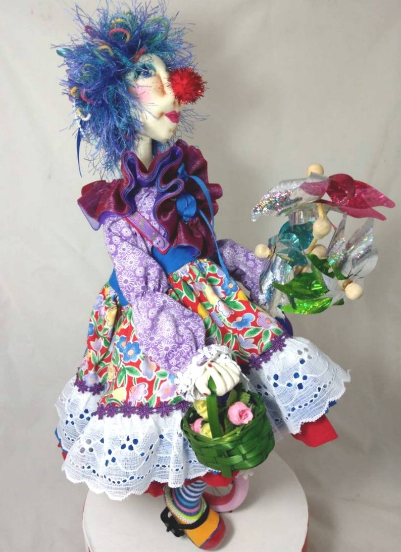 Art Doll-clarabelle the Clown-ooak Cloth Doll - Etsy