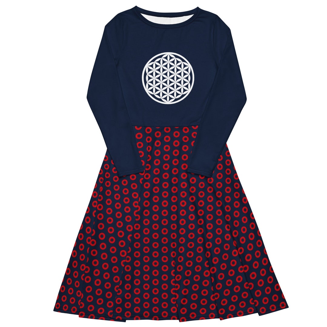 Phish Donut Dress | Sacred Geometry Dress | Long Sleeve Midi Dress - Etsy