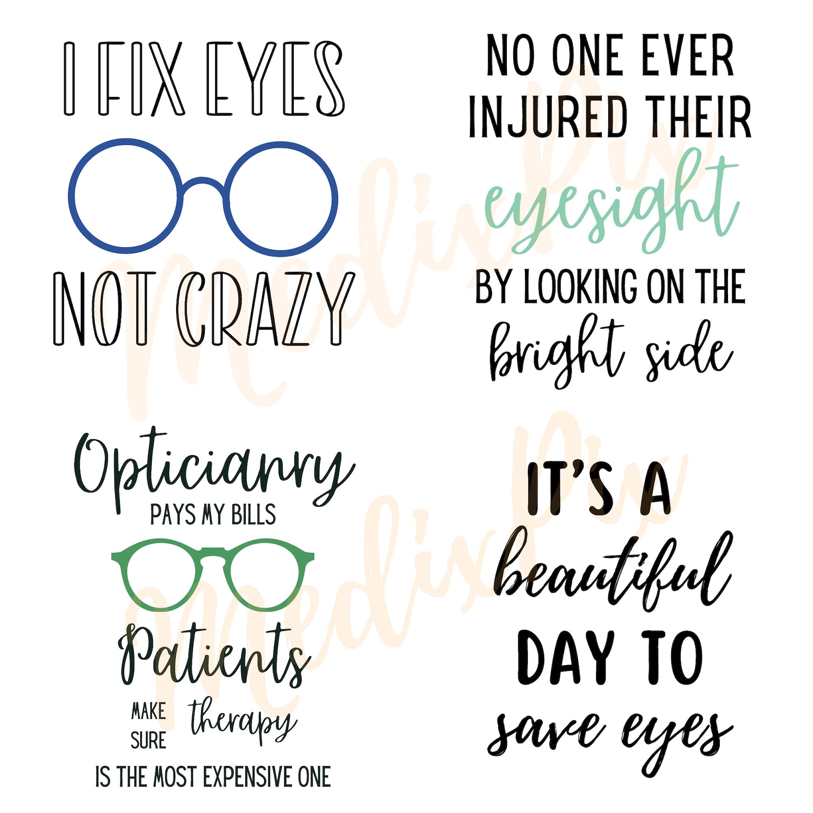 Optometry / Optician SVG & PNG File Bundle | Funny Downloadable Craft ...