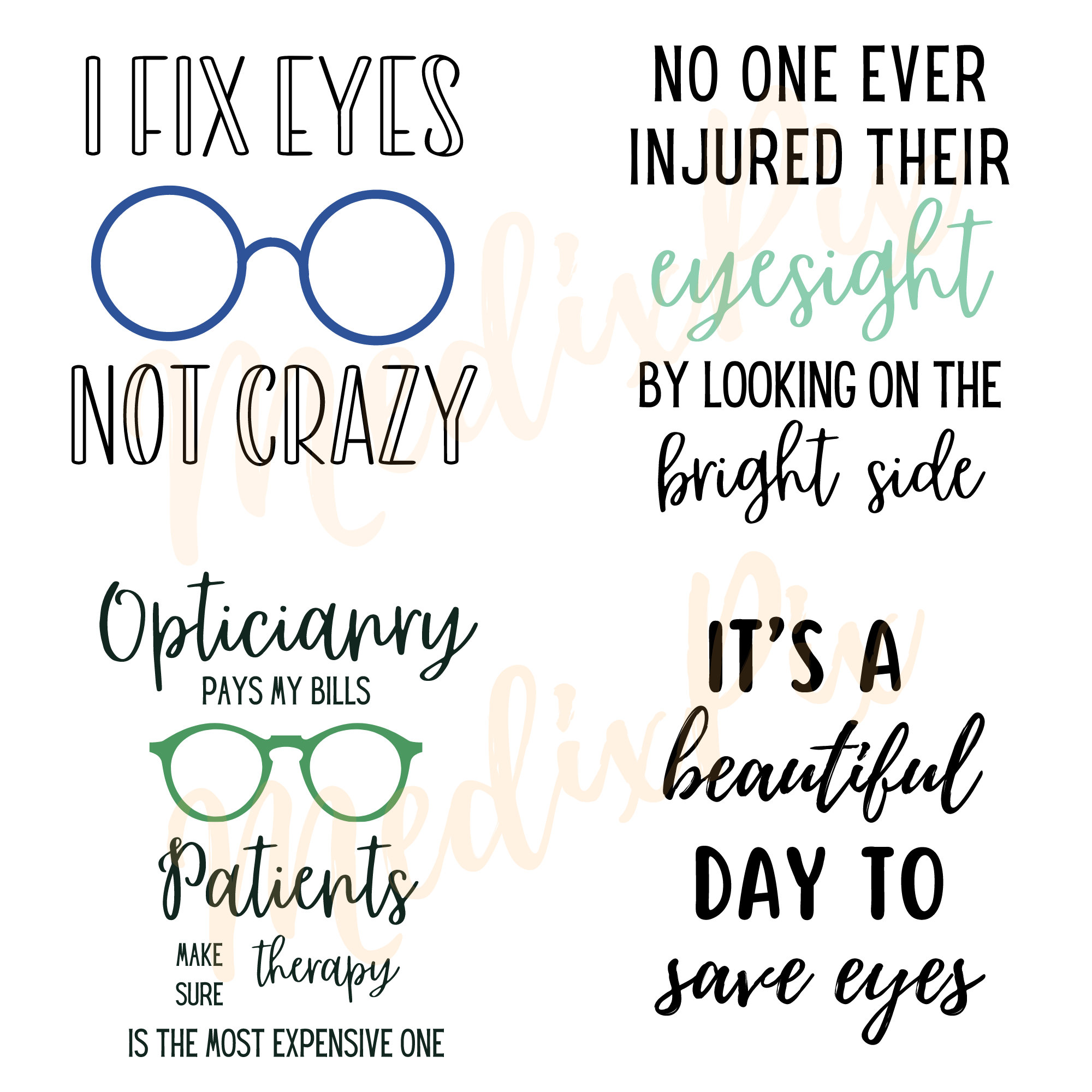 Optometry / Optician SVG & PNG File Bundle | Funny Downloadable Craft ...