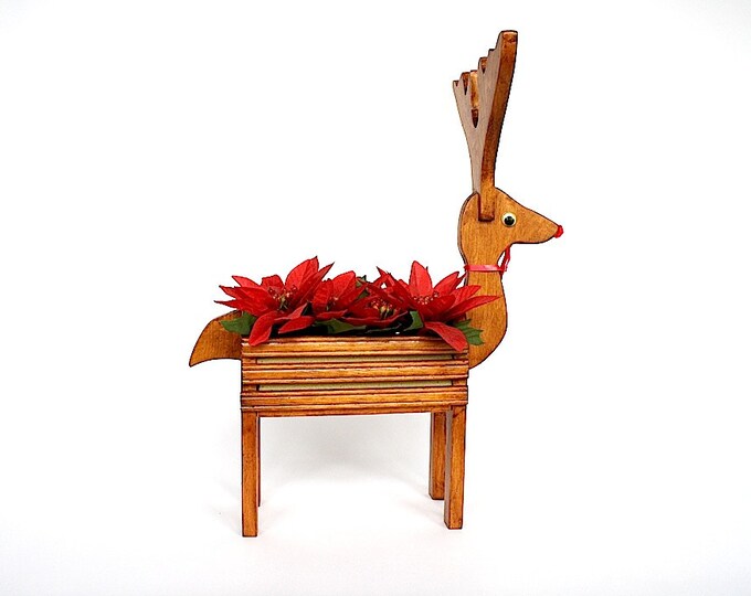 Christmas Reindeer - Wood Reindeer Planter - Rudolph the Red Nosed ...