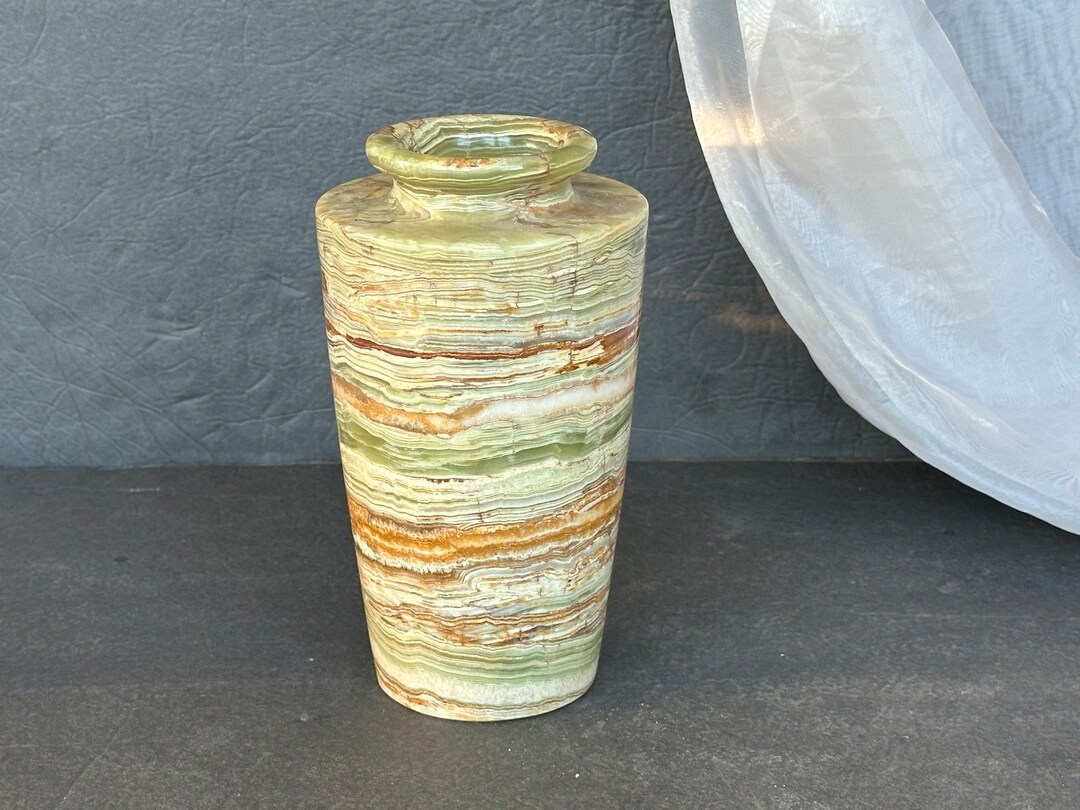 Vintage Pakistani Banded Onyx Vase, Natural Stone Home Decor - Etsy