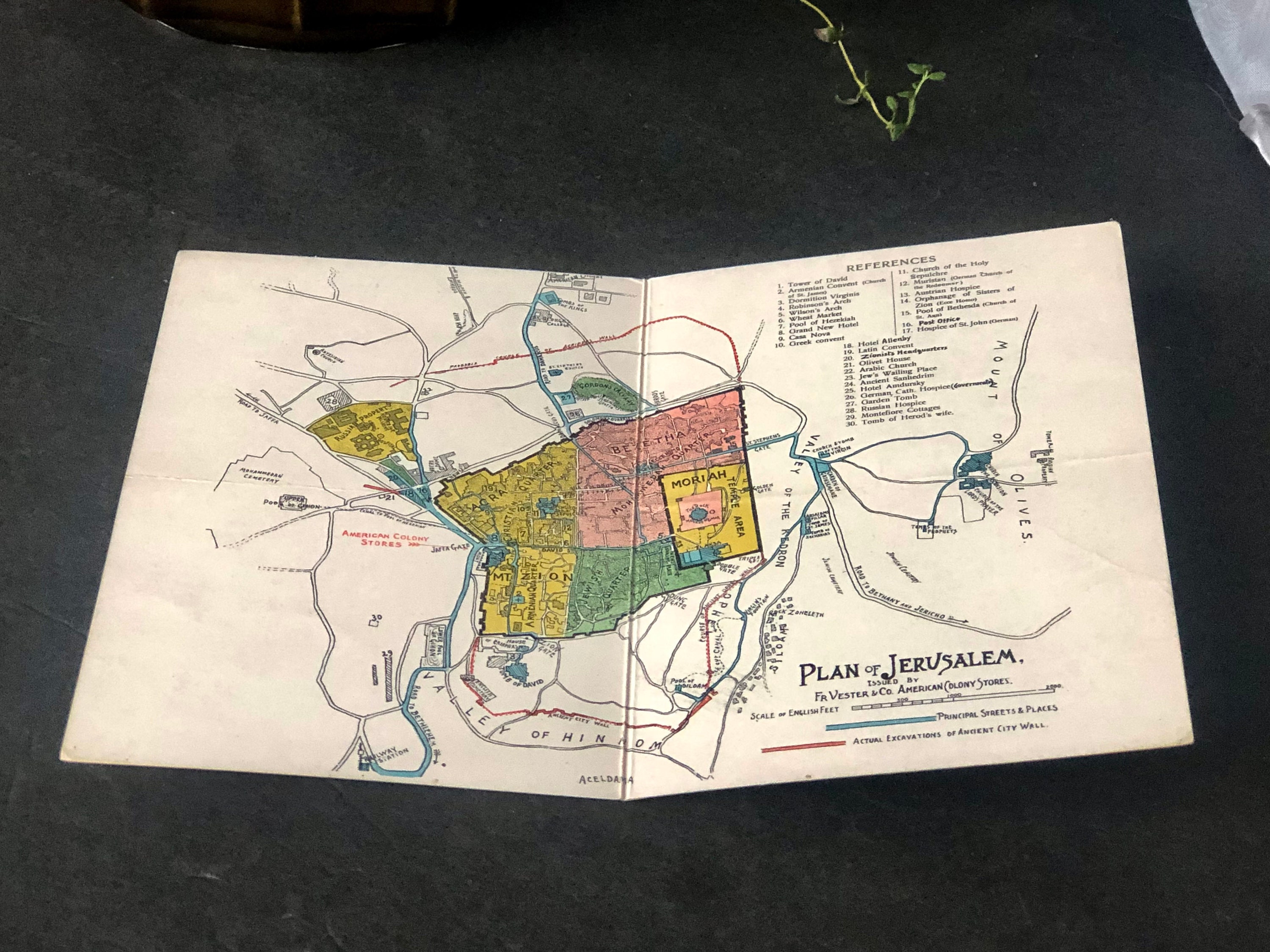 Antique Jerusalem Map Vintage Advertising for Vester & Company American ...