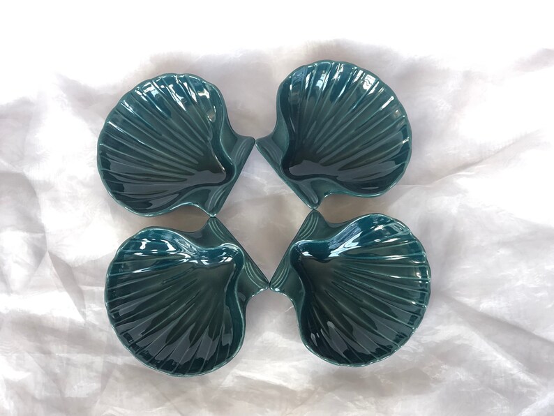 Vintage Hall Pottery Scallop Shell Dish Set, Beach House Nautical Home ...