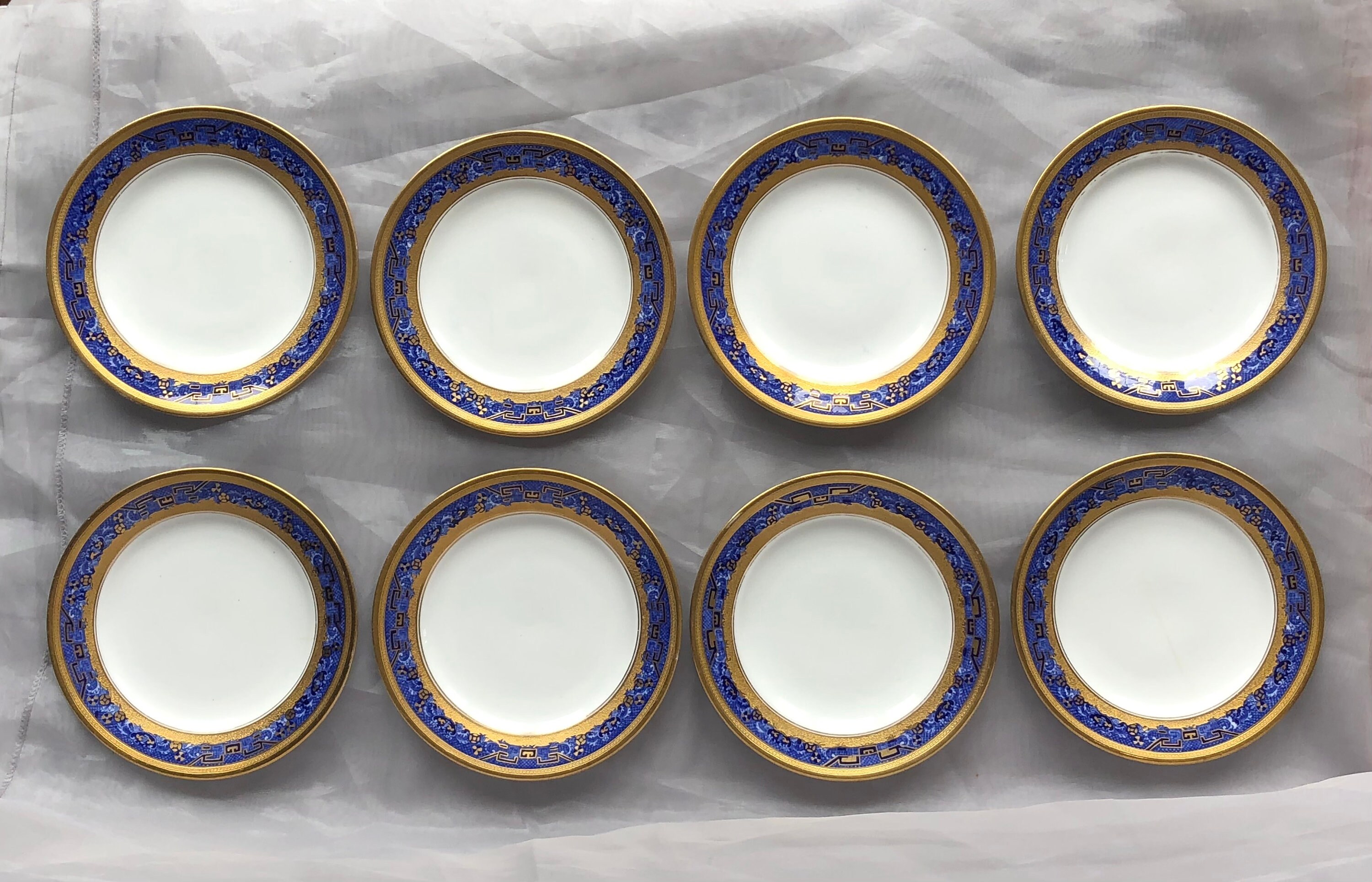 Antique Minton Plates, Cobalt Blue and Gold Encrusted Vintage Bread or ...