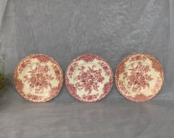 Red Transferware Plates - Etsy