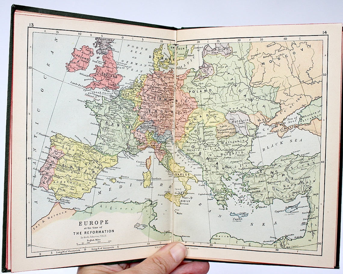 Rare Antique Atlas of Maps Johnston's Historical Half | Etsy