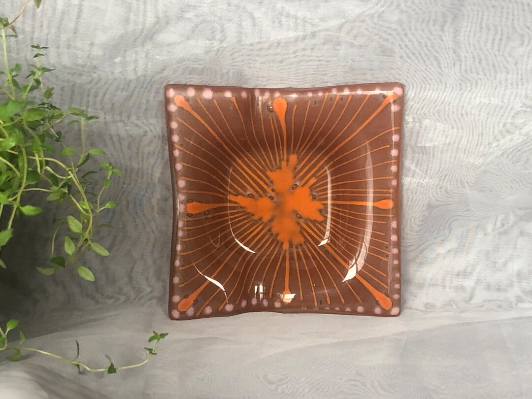 Vintage Michael & Frances Higgins Art Glass Ashtray Orange - Etsy