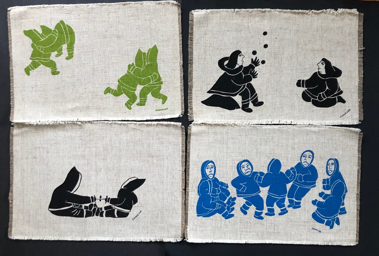 Vintage Holman Inuit Eskimo Art Prints on Burlap Placemats - Etsy Canada