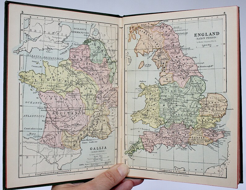 Rare Antique Atlas of Maps Johnston's Historical Half | Etsy