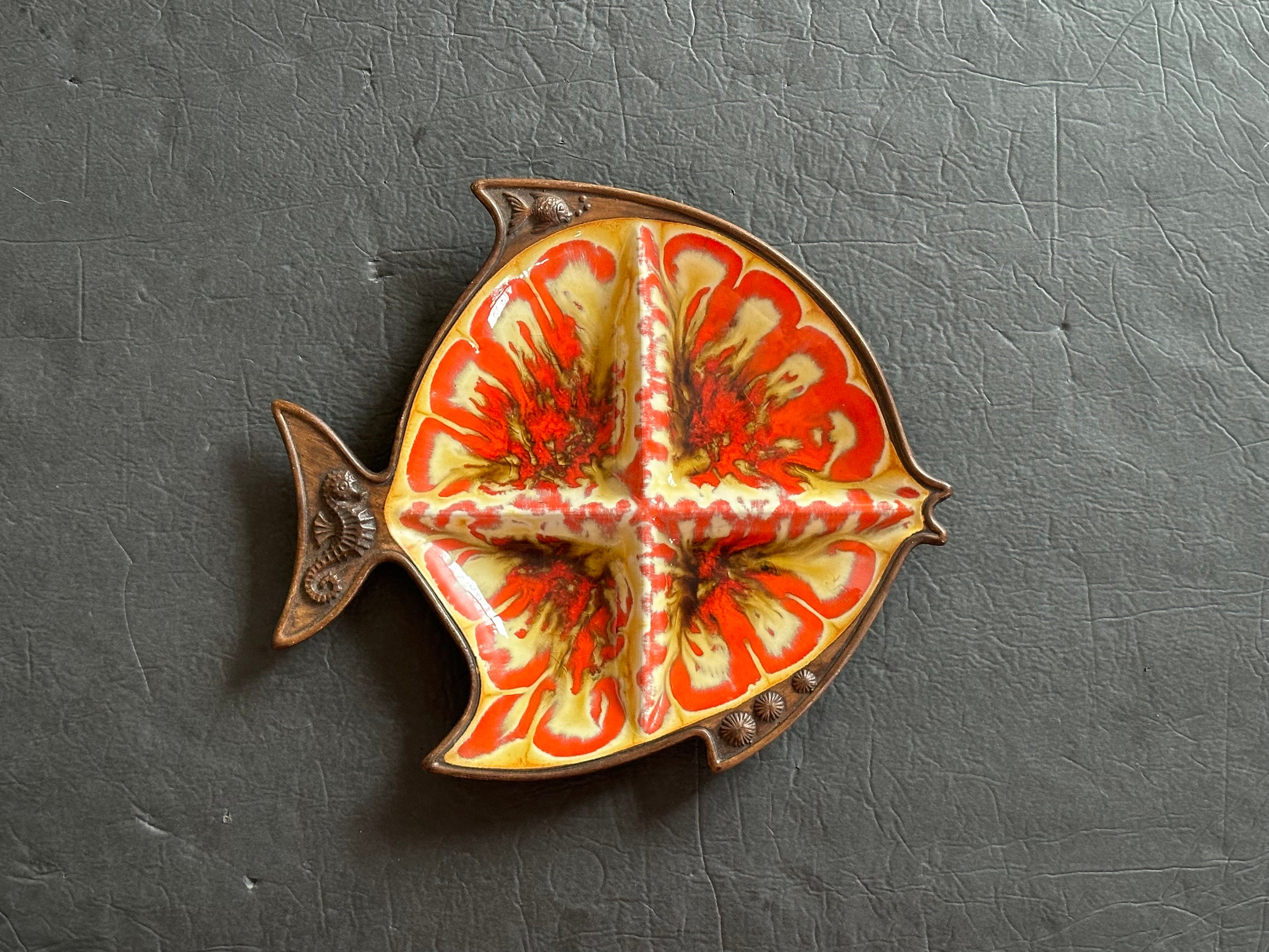 Mid Century Modern Treasure Craft Pottery Fish Bowl Tidbit Tray Dish ...