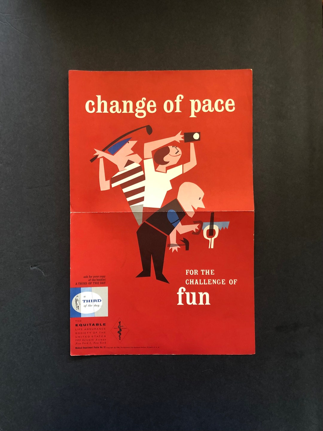 Vintage Health Poster, 1950s Advertising Poster for Equitable Life ...