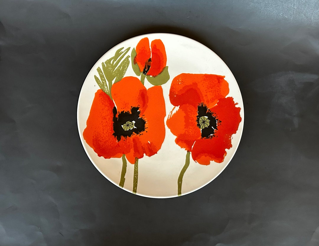 Vintage Vera Neumann Mikasa Poppy Dinner Płatę, Decorative Ceramic Red ...