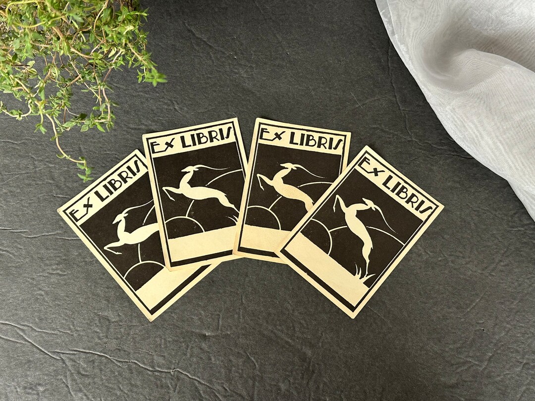 Art Deco Gazelle Ex Libris Library Bookplate Lot of 4 Book - Etsy
