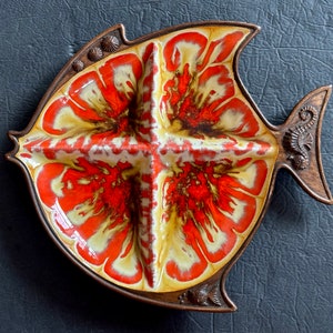 Mid Century Modern Treasure Craft Pottery Fish Bowl Tidbit Tray Dish ...