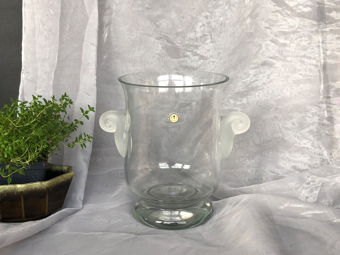 Hand Blown Romanian Glass Crystal Urn Ice Bucket for Vintage Home Bar ...