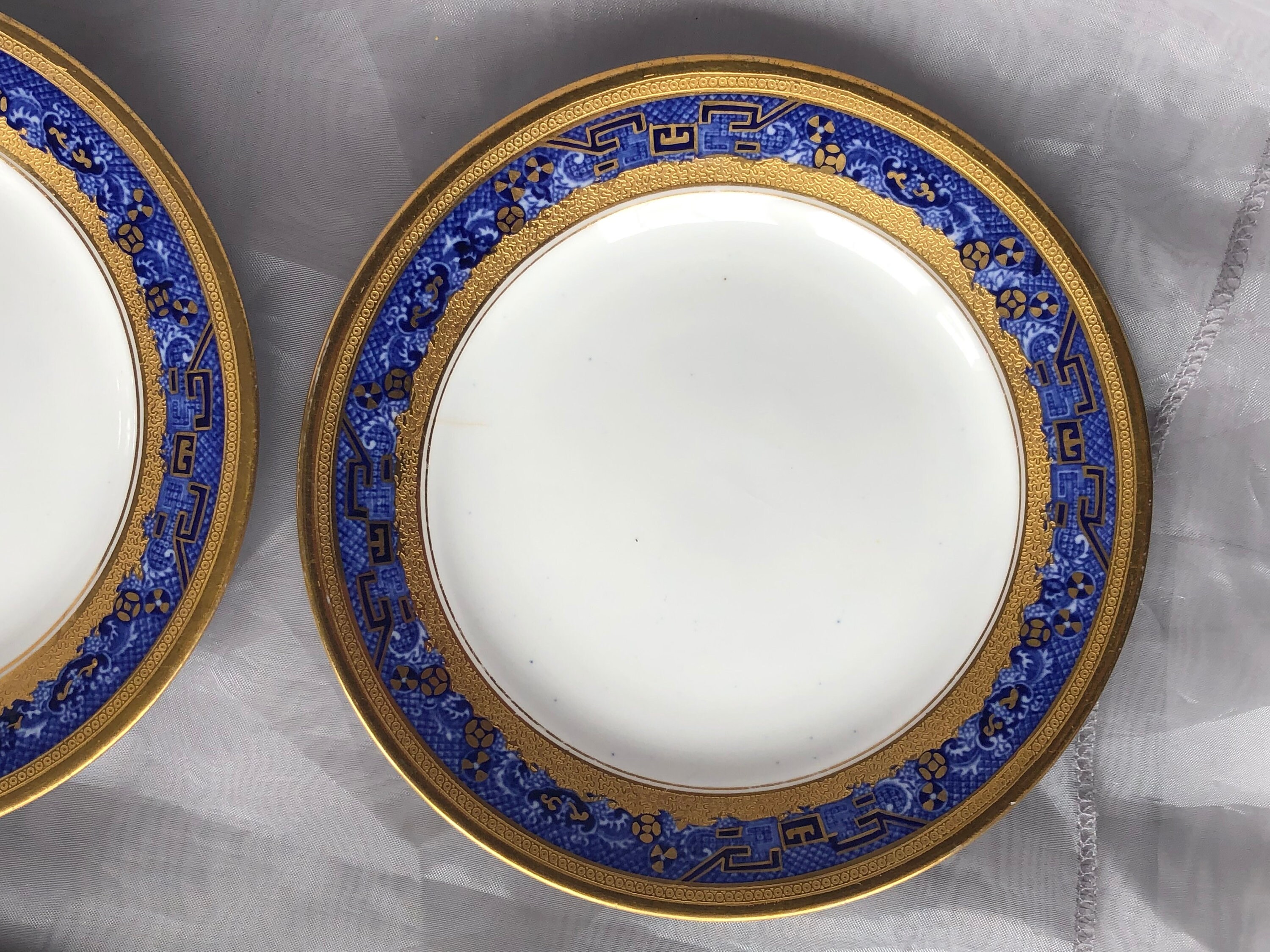 Antique Minton Plates, Cobalt Blue and Gold Encrusted Vintage Bread or ...