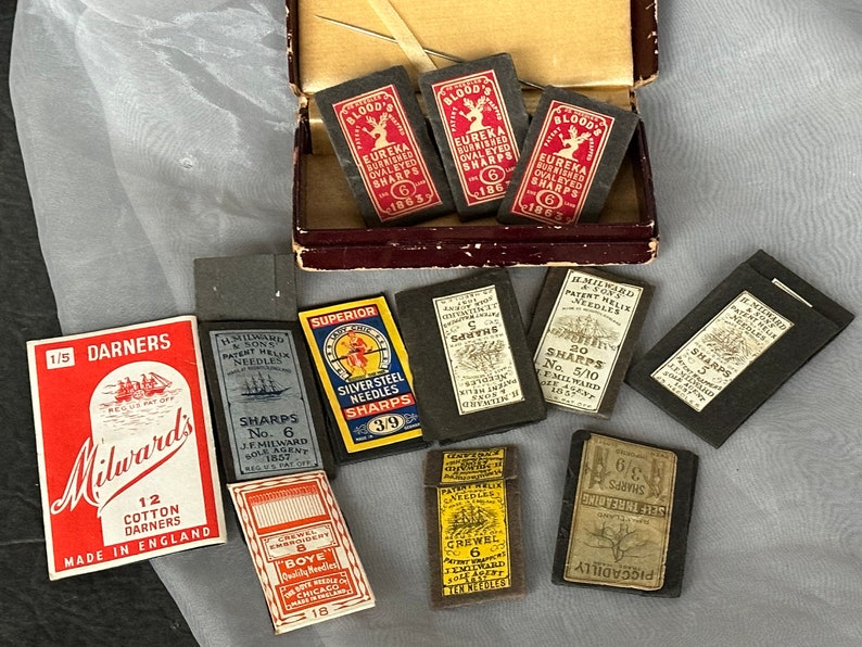 Antique Sewing Needle Lot Vintage Sewing Sharps Blood's Eureka, H ...
