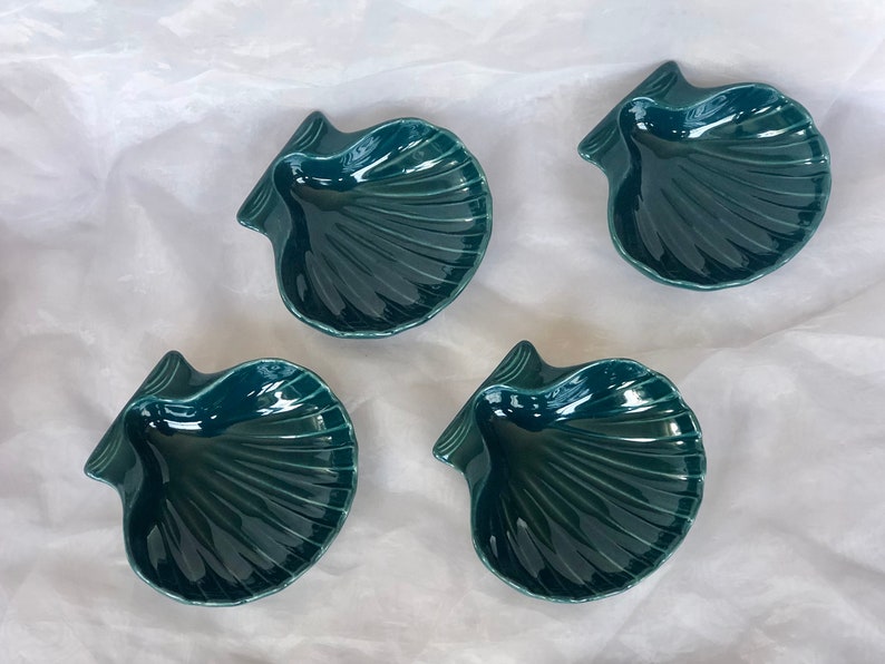 Vintage Hall Pottery Scallop Shell Dish Set, Beach House Nautical Home ...