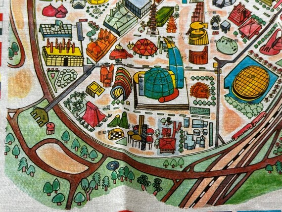 Vintage Pictorial Map Handkerchief Advertising Promot… - Gem