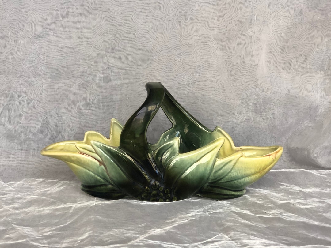 Vintage Hull Pottery Planter, Ceramic Basket Planter With Handle ...