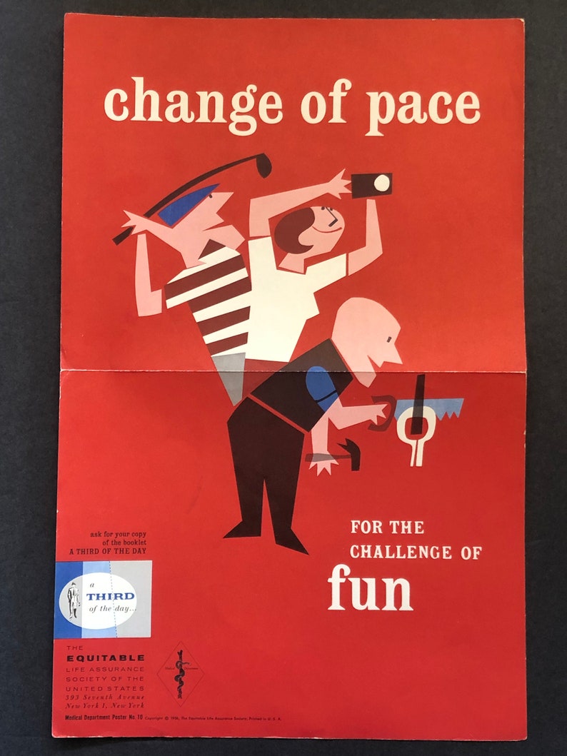 Vintage Health Poster 1950s Advertising Poster for Equitable | Etsy